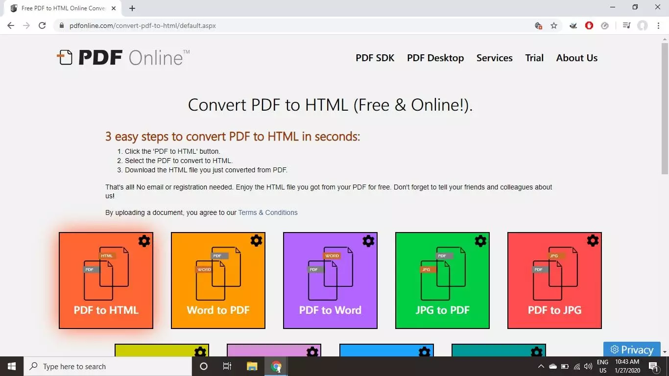 PDF Online PDF-to-HTML converter