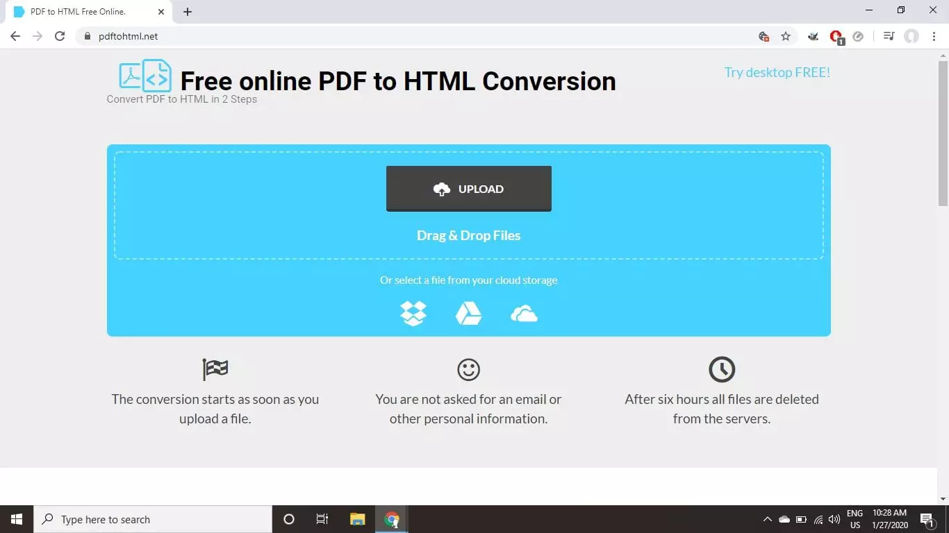 PDFtoHTML.net أداة تحويل PDF عبر الإنترنت