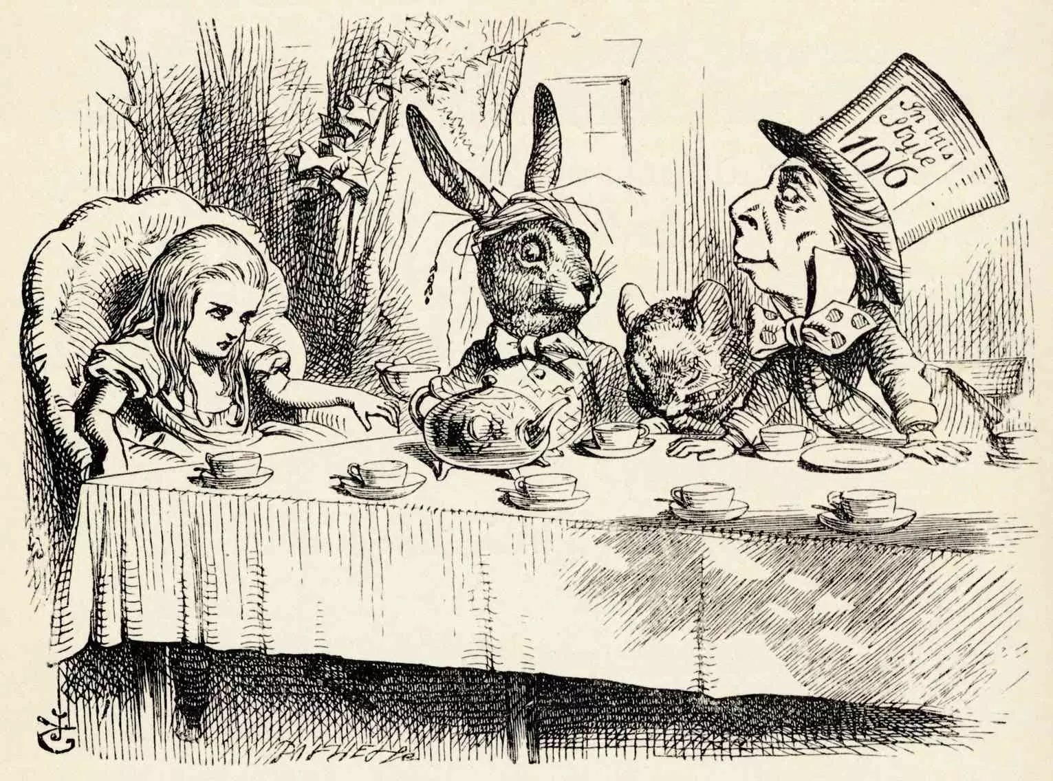 Alica v čudežni deželi - čajanka norega klobučarja - iz knjige Lewisa Carrolla