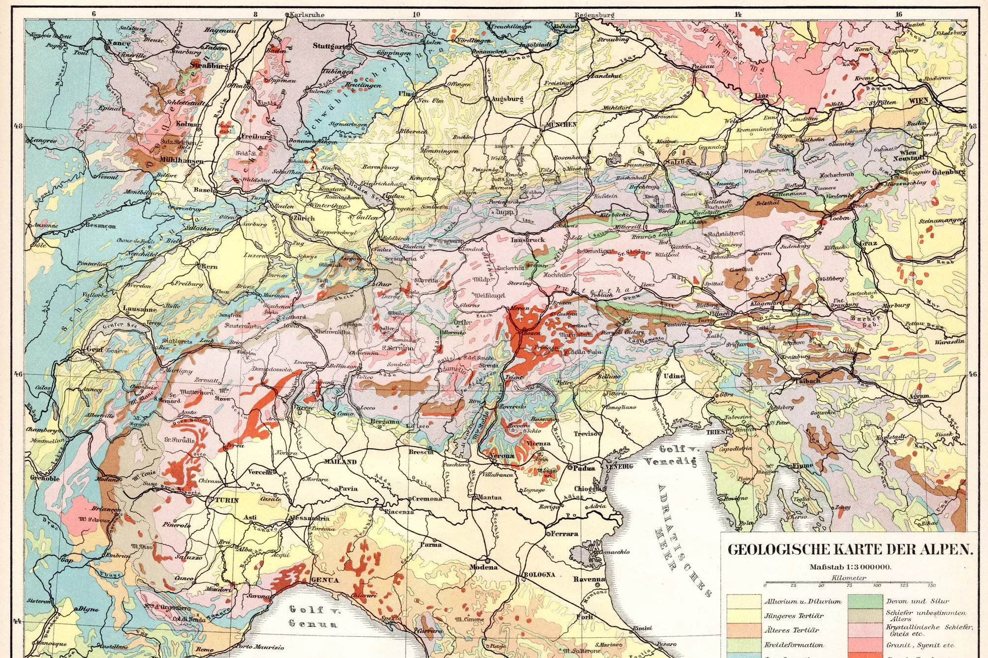 Geologesch Kaart vun den Alpen