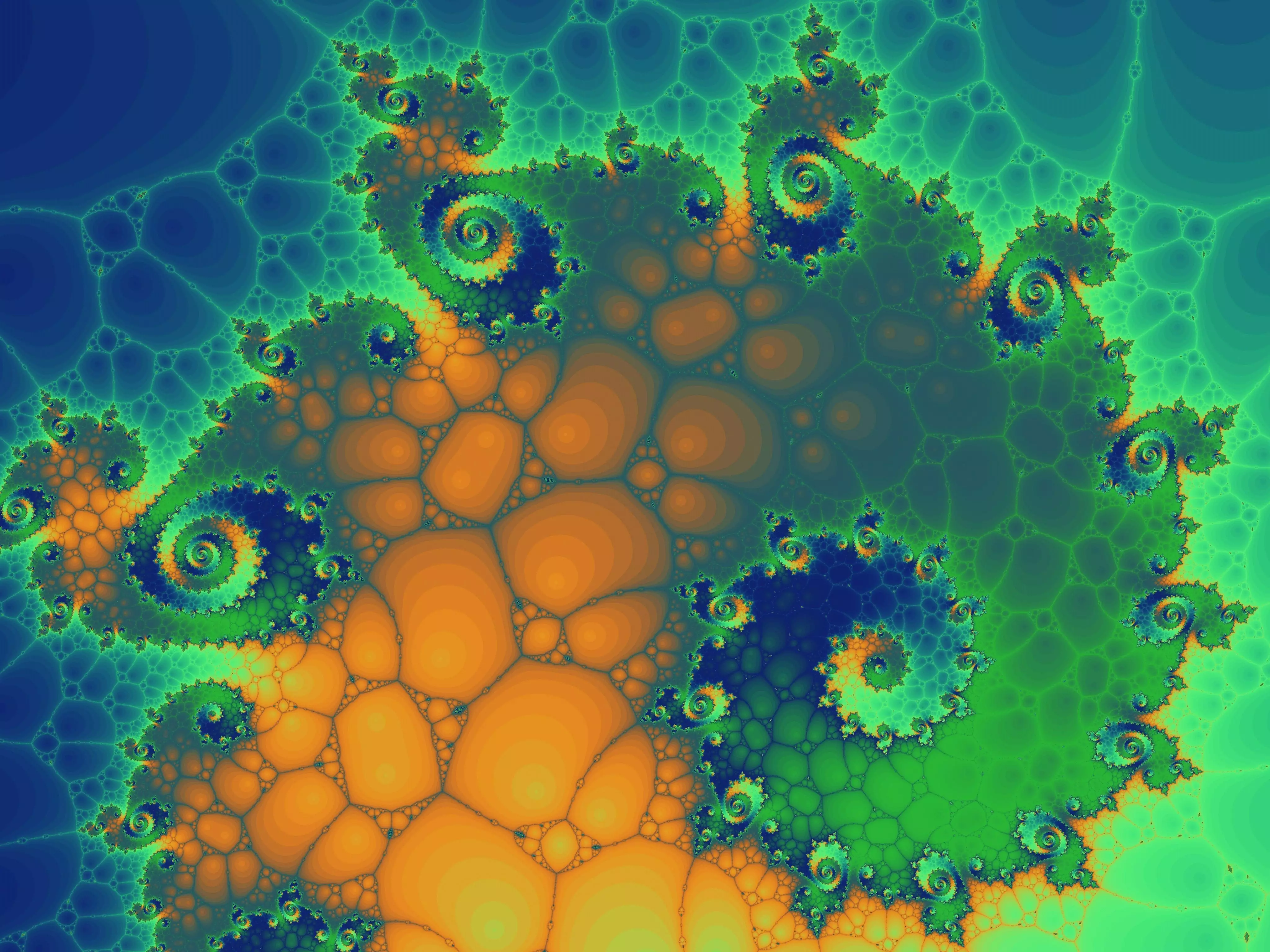 Een fractal kan steeds opnieuw worden uitvergroot, tot in het oneindige, waarbij steeds meer details zichtbaar worden.