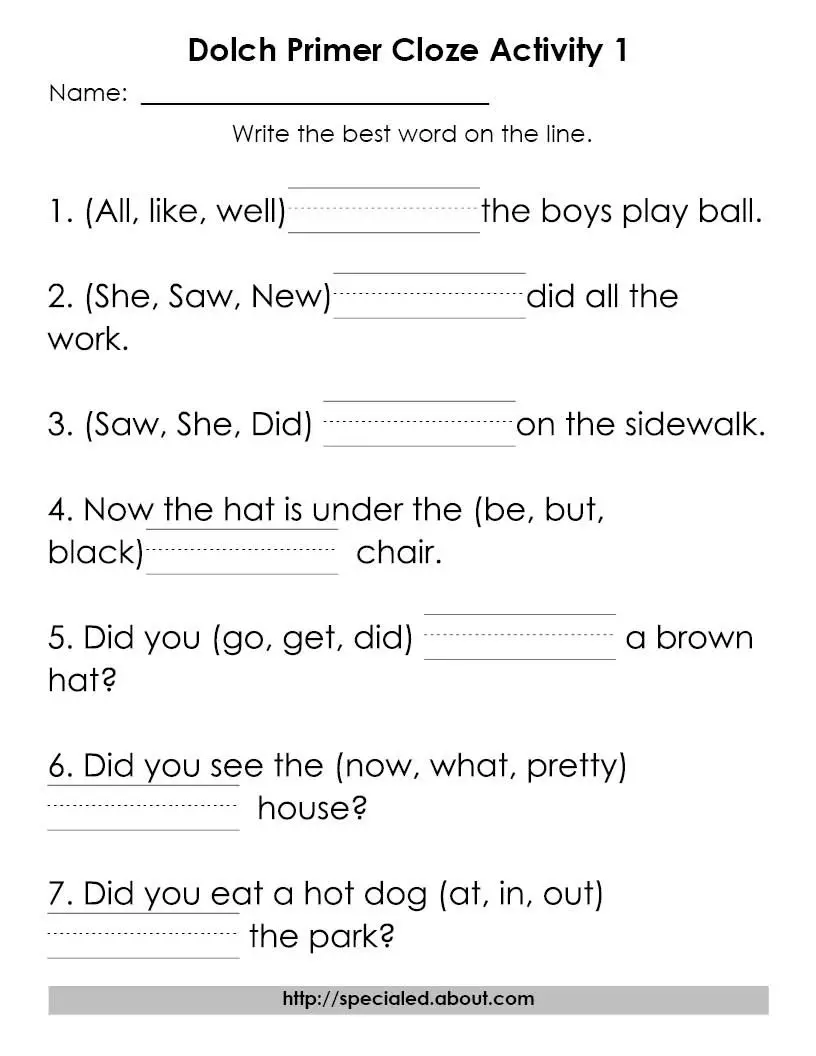 Dolch High Frequency Words Free Printable Worksheets 13442_2
