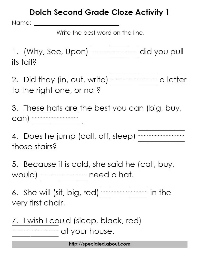 Dolch High Frequency Words Free Printable Worksheets 13442_4