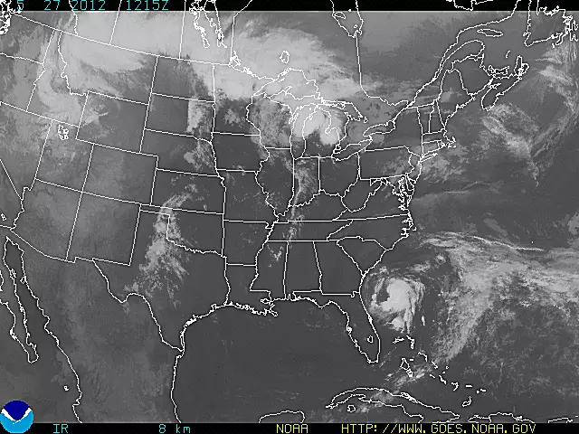 GOES-East satellite view of cloud distribution on the United States