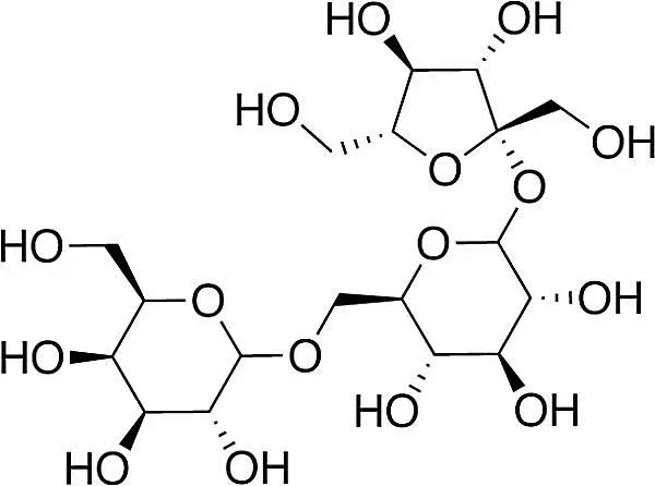 Dit is de chemische structuur van raffinose.