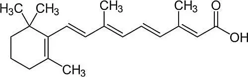 Aceasta este structura chimică a acidului retinoic.