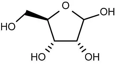 Esta é a estrutura química da D-ribofuranose.