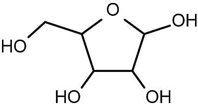 Esta é a estrutura química da ribofuranose.