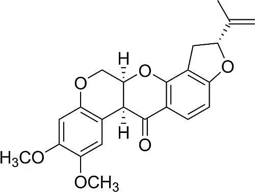 Aquesta és l'estructura química de la rotenona.