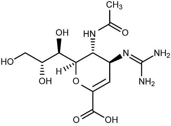 Aquesta és l'estructura química del zanamivir.