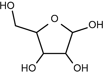 Dit is de chemische structuur van ribose.