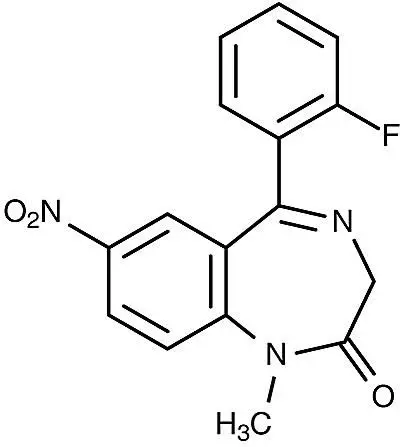 Qhov no yog cov qauv tshuaj ntawm flunitrazepam.