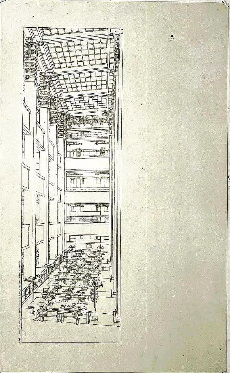 弗兰克·劳埃德·赖特 (Frank Lloyd Wright) 于 1902 年至 1906 年间在拉金大厦工作。