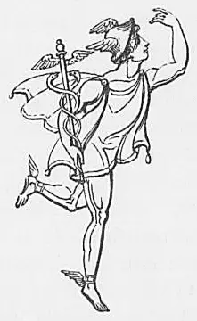 Un'immagine del dio Mercurio o Hermes, dalla mitologia di Keightley, 1852.