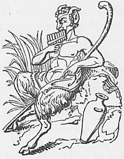Un'immagine del dio Pan, dalla mitologia di Keightley, 1852.