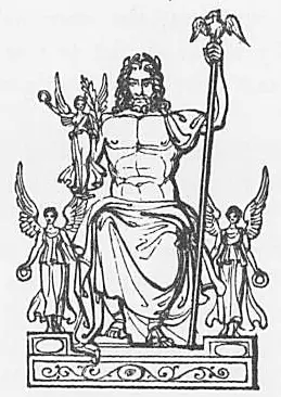 Gambar dewa Jupiter atau Zeus dari Keightley's Mythology, 1852.