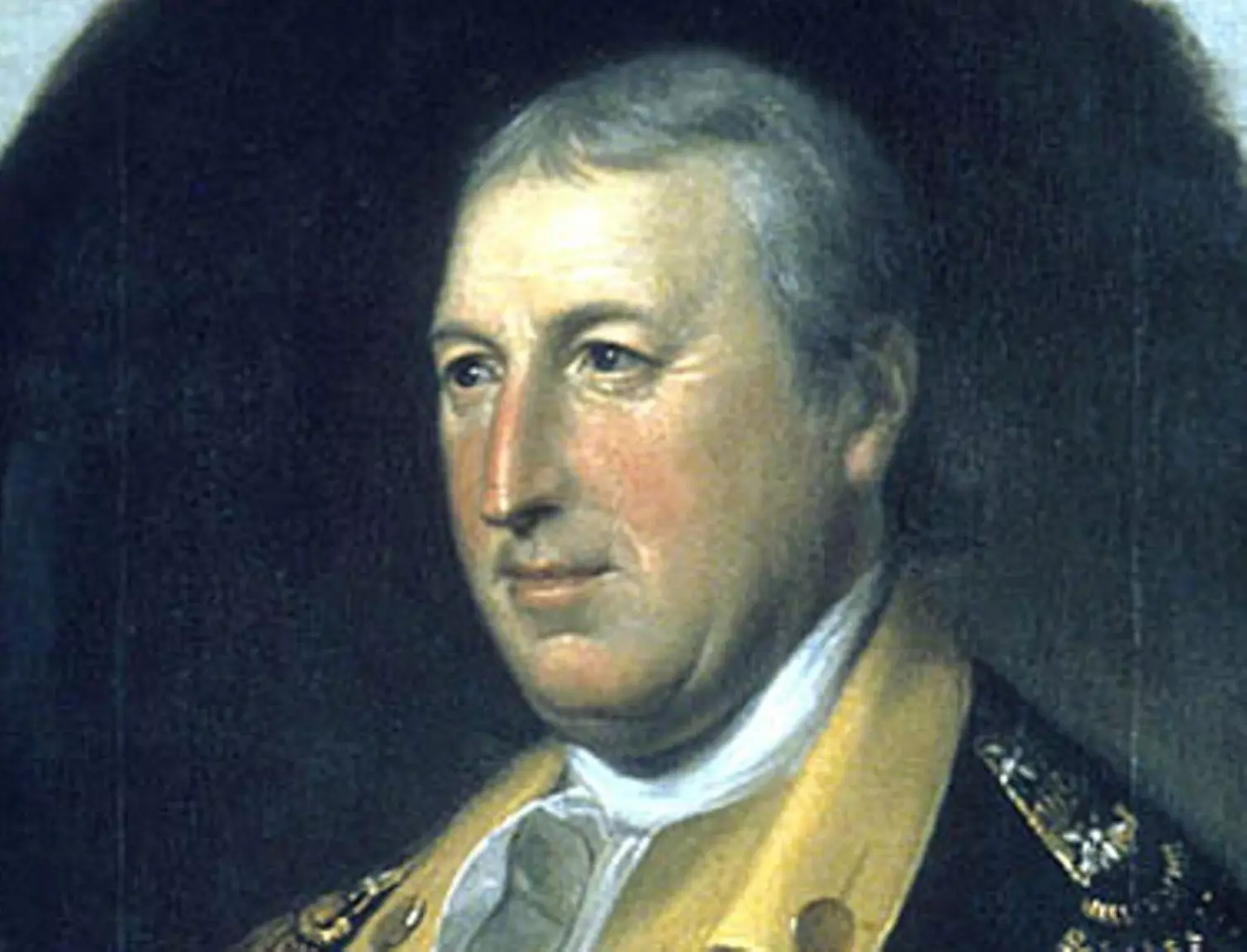 Mayor General Horatio Gates en uniforme azul del Ejército Continental.