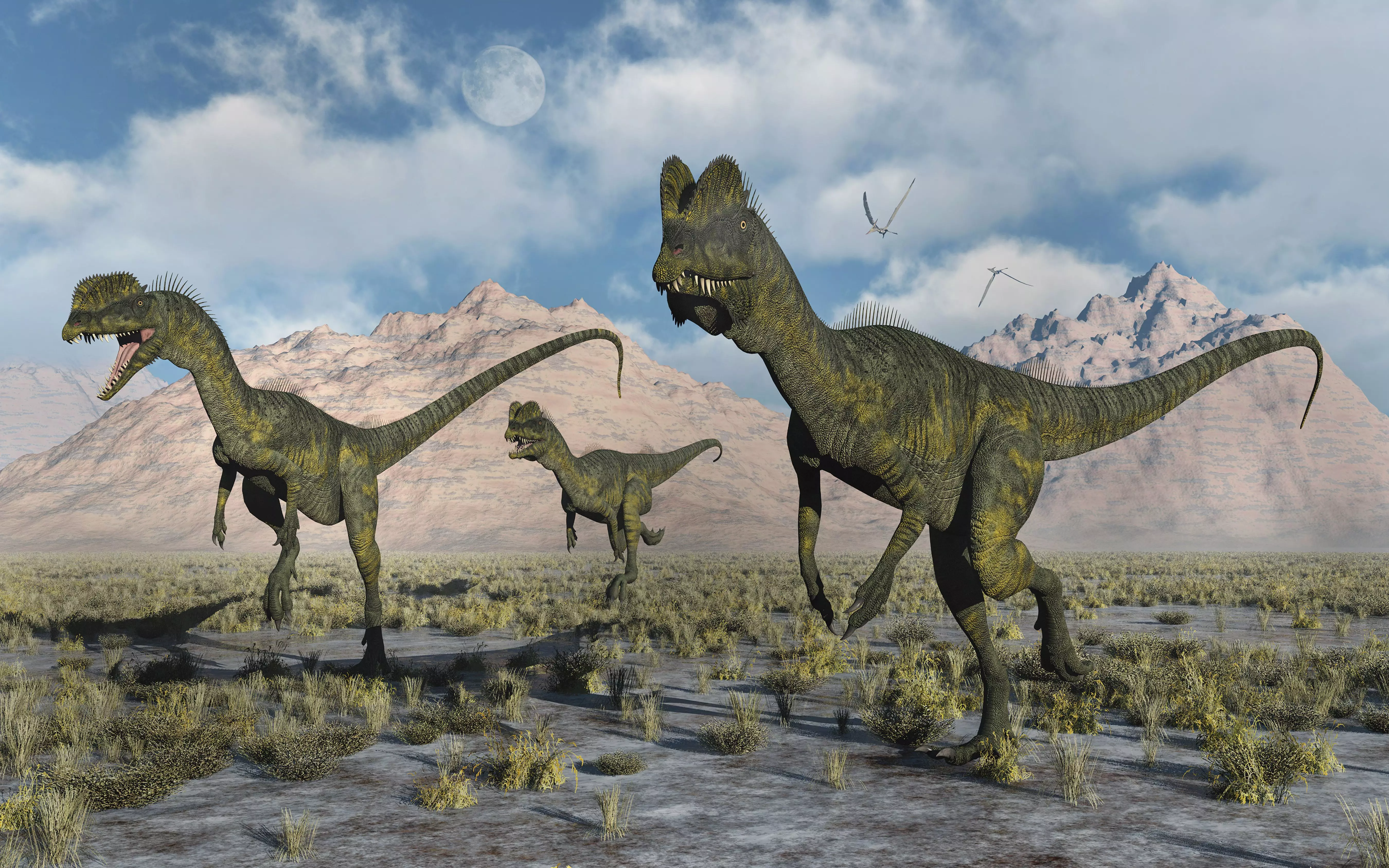 rendu graphique du pack de dilophosaurus