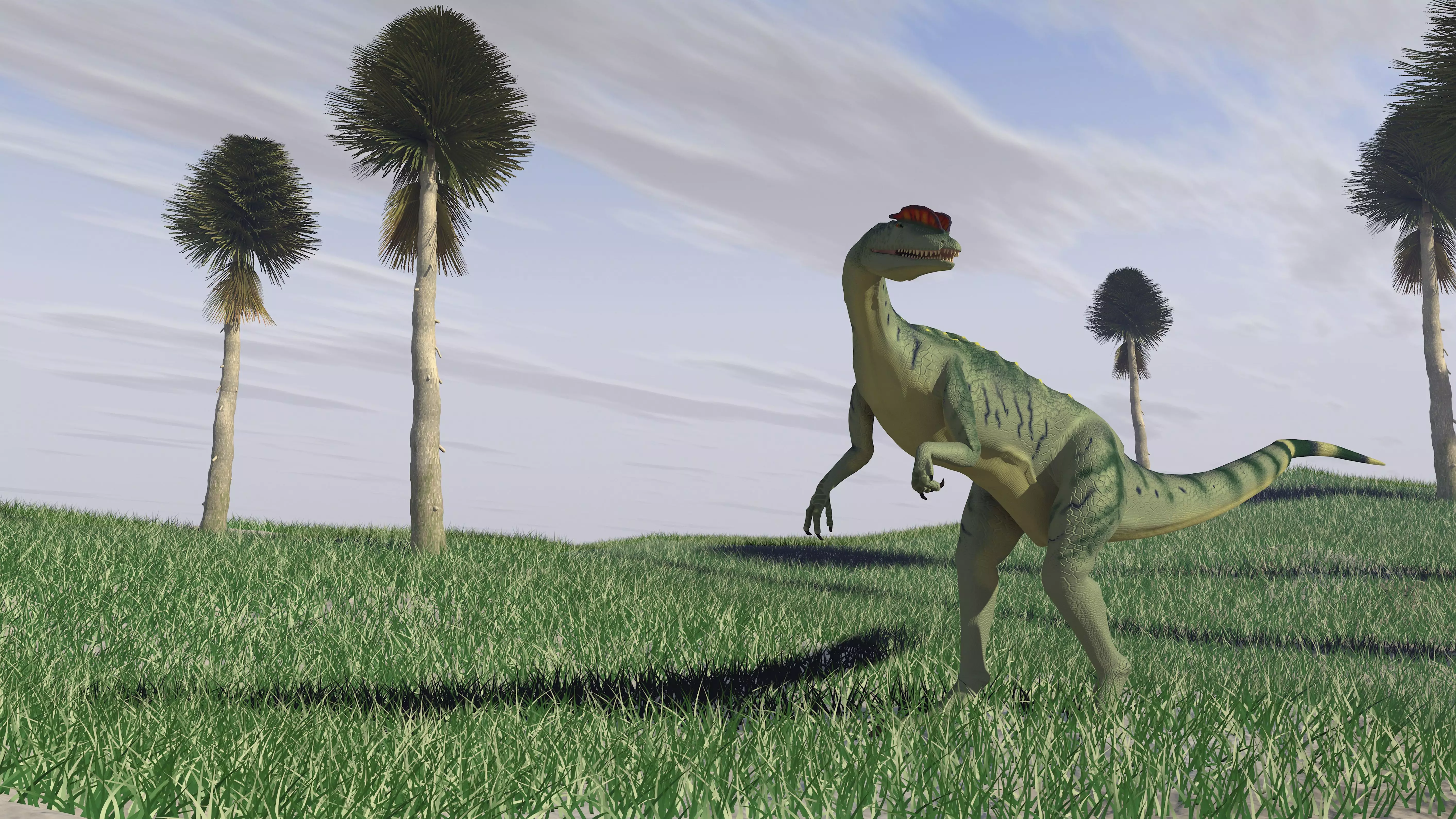 क्षेत्र में dilophosaurus का ग्राफिक प्रतिपादन