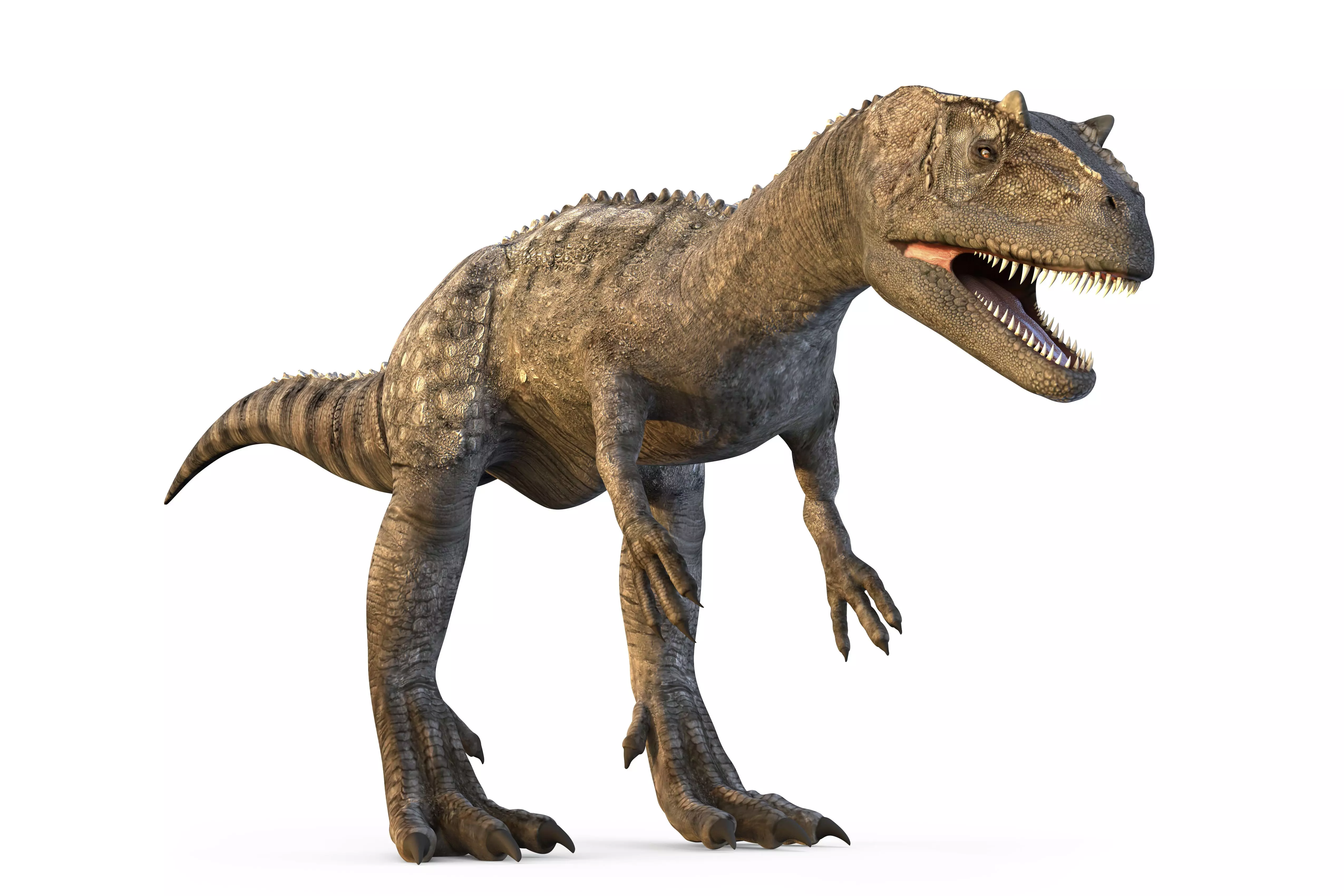 Ilustración dixital do dinosauro allosaurus.