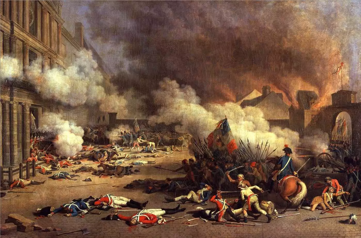 Pintura do Asalto das Tullerías o 10 de agosto de 1792 durante a Revolución Francesa