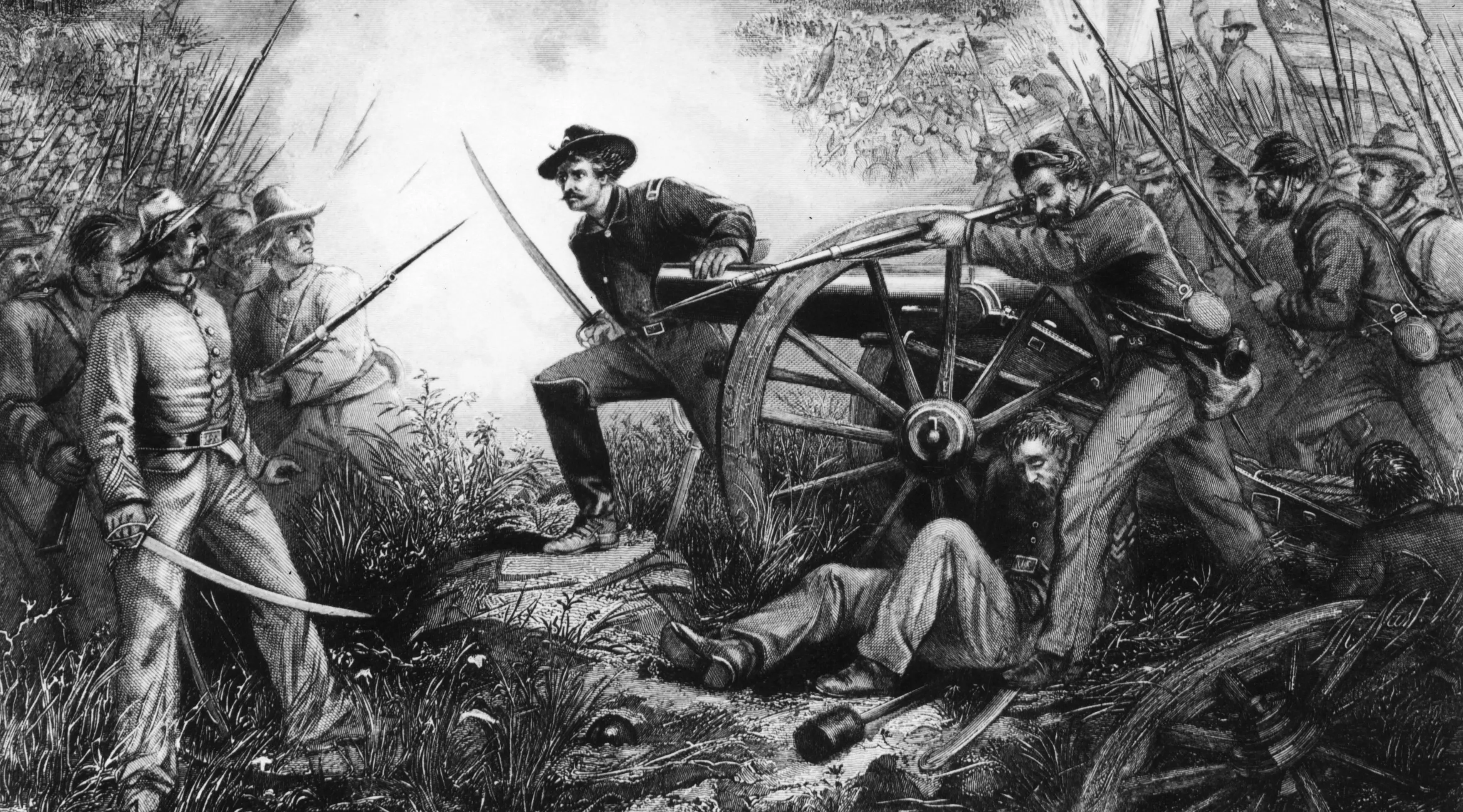 Lt. Van Pelt forsvarer sitt batteri i slaget ved Chickamauga under den amerikanske borgerkrigen