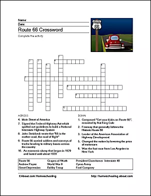 Route 66 Printable Classroom Activities 1954_3