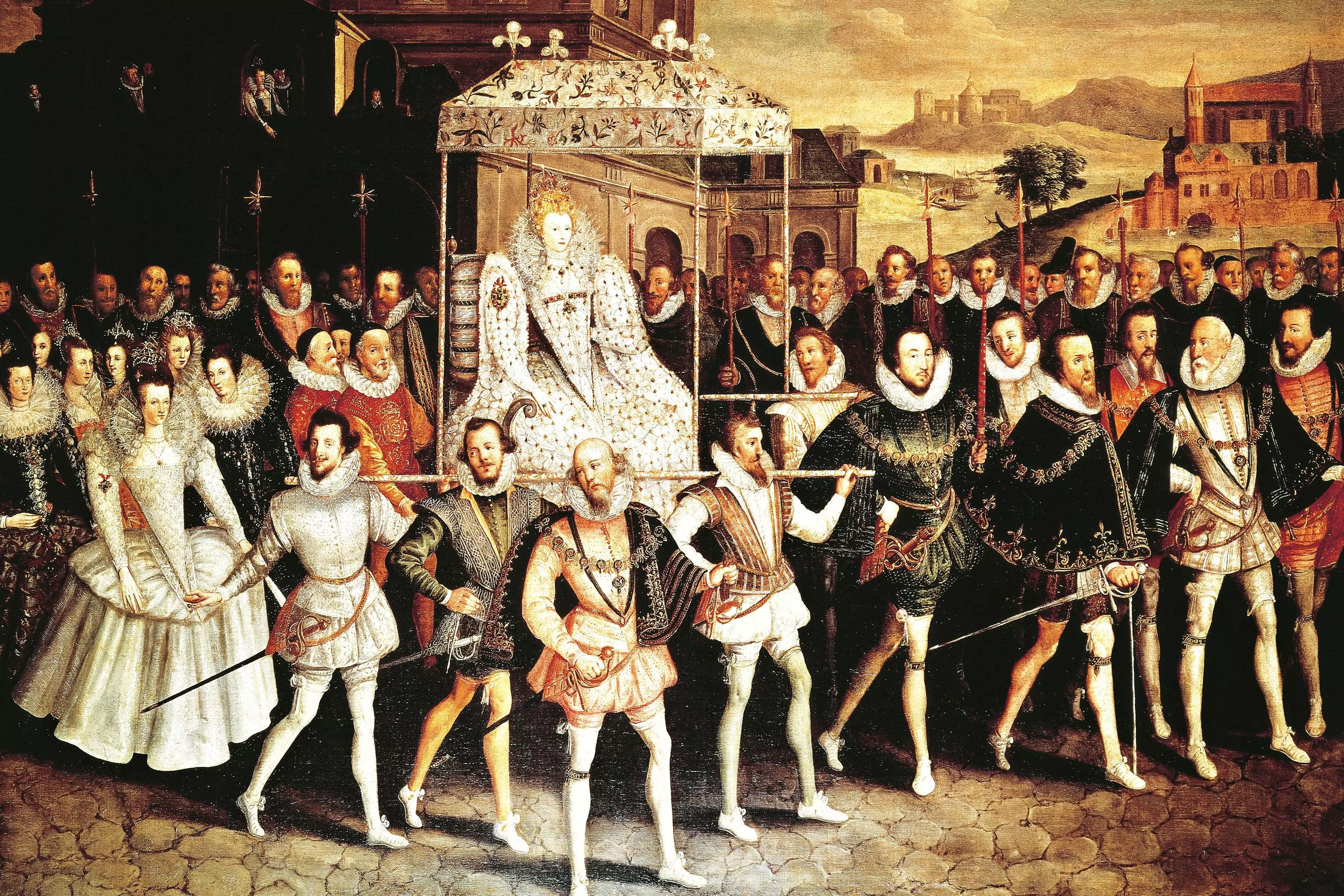 انگلینڈ اور آئرلینڈ کی ملکہ الزبتھ اول 1600 میں بلیک فریئرز کے جلوس میں، رابرٹ دی ایلڈر نے پینٹ کیا تھا۔