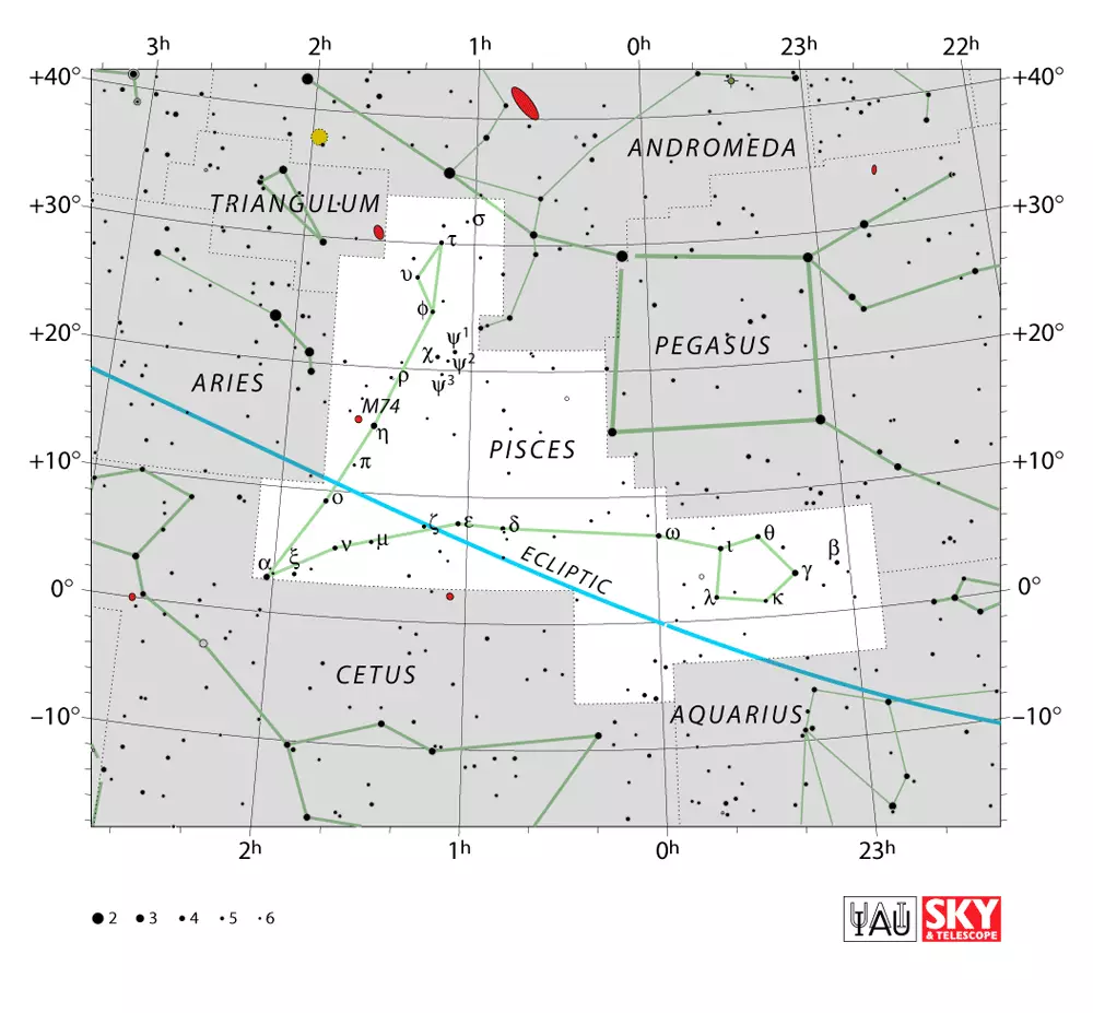 Wykres IAU dla konstelacji Ryb.