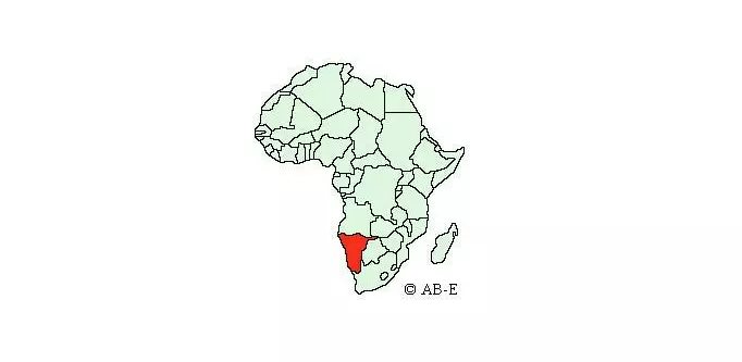 આફ્રિકાના નકશા પર નામીબીઆ