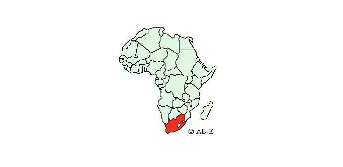 Sud Africa sulla mappa dell'Africa