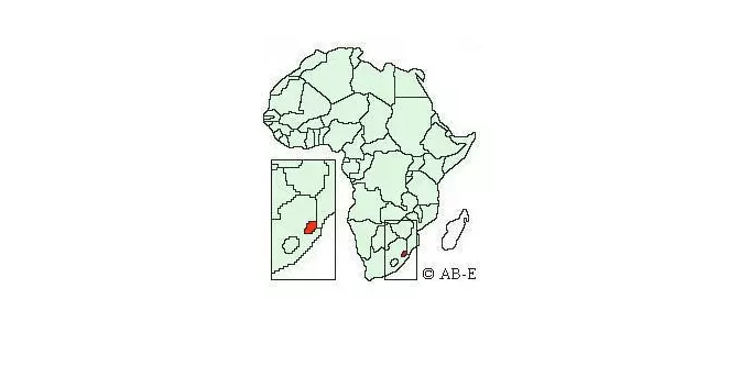 Свазиленд на картата на Африка