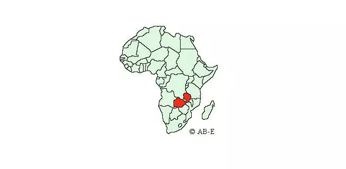 Zambia på kort over Afrika