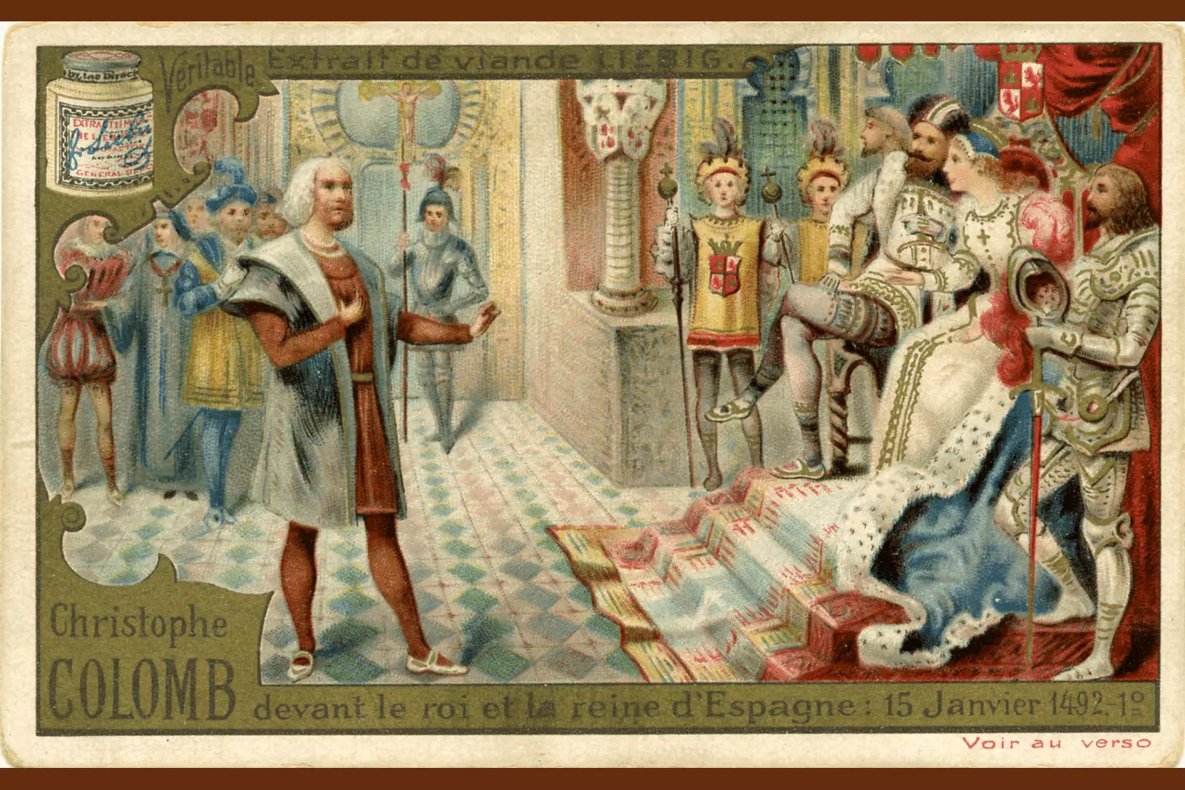Pemirsa Columbus sadurunge Isabella lan Ferdinand, ing gambar 1892