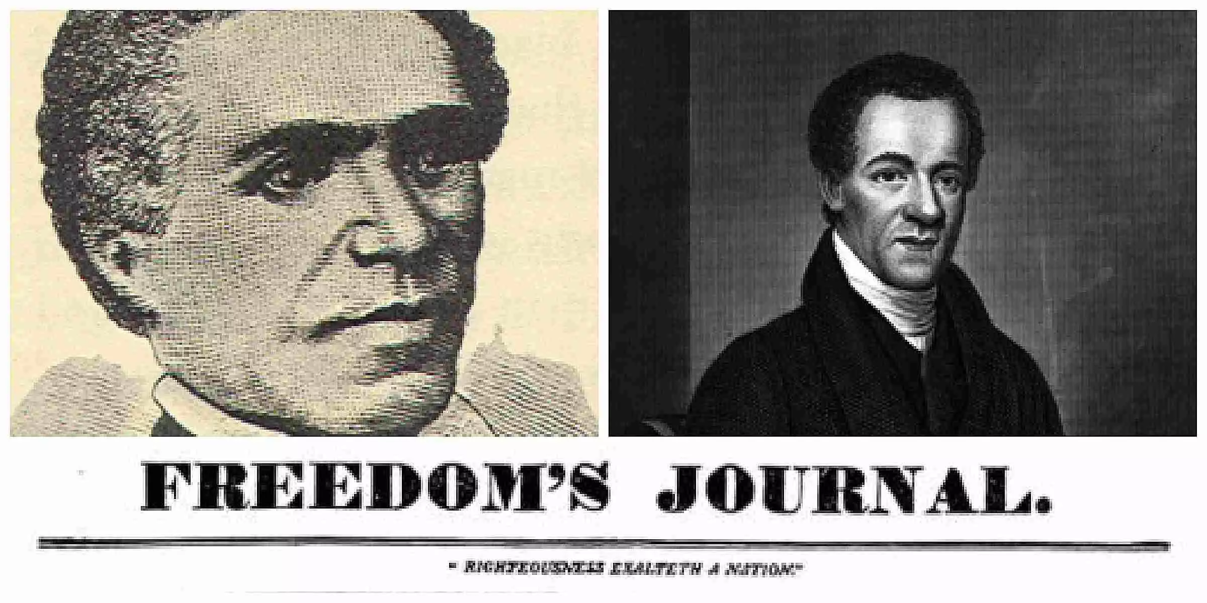 ภาพเหมือนของ John B. Russwurm และ Samuel B. Cornish บนหน้าปกของ a Freedom's Journal