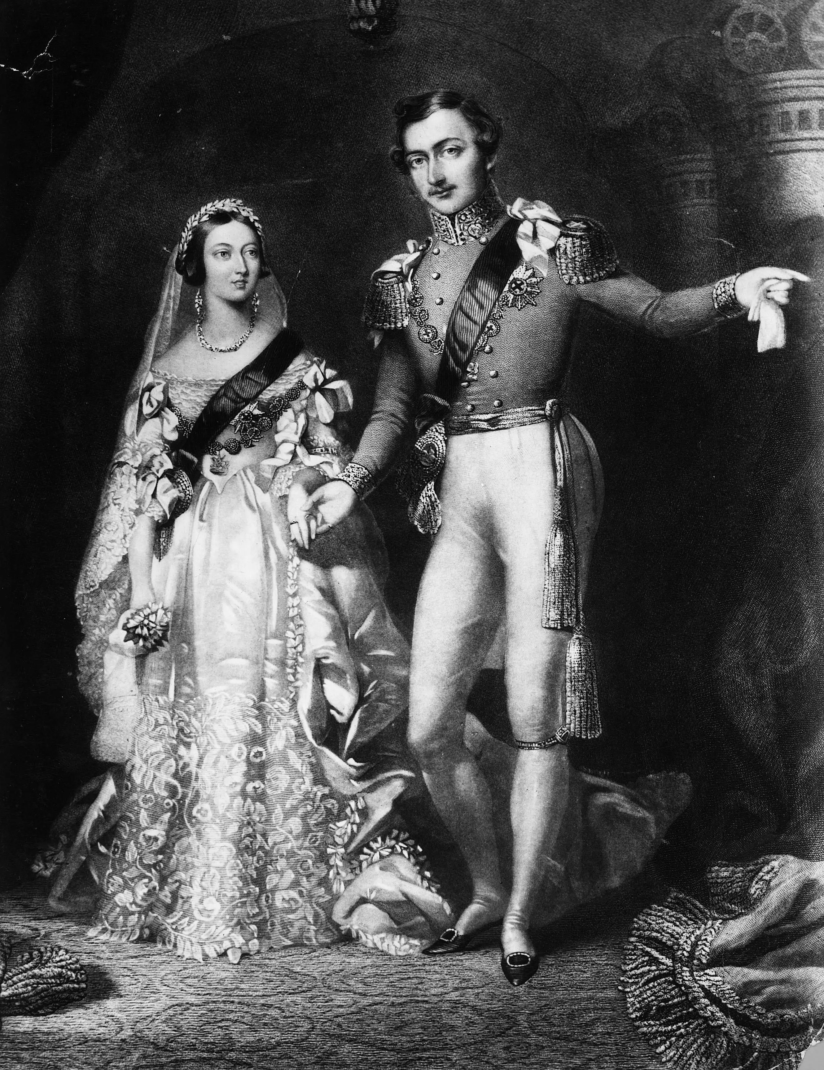 Kuningatar Victoria ja prinssi Albert hääpäivänä 10. helmikuuta 1840.