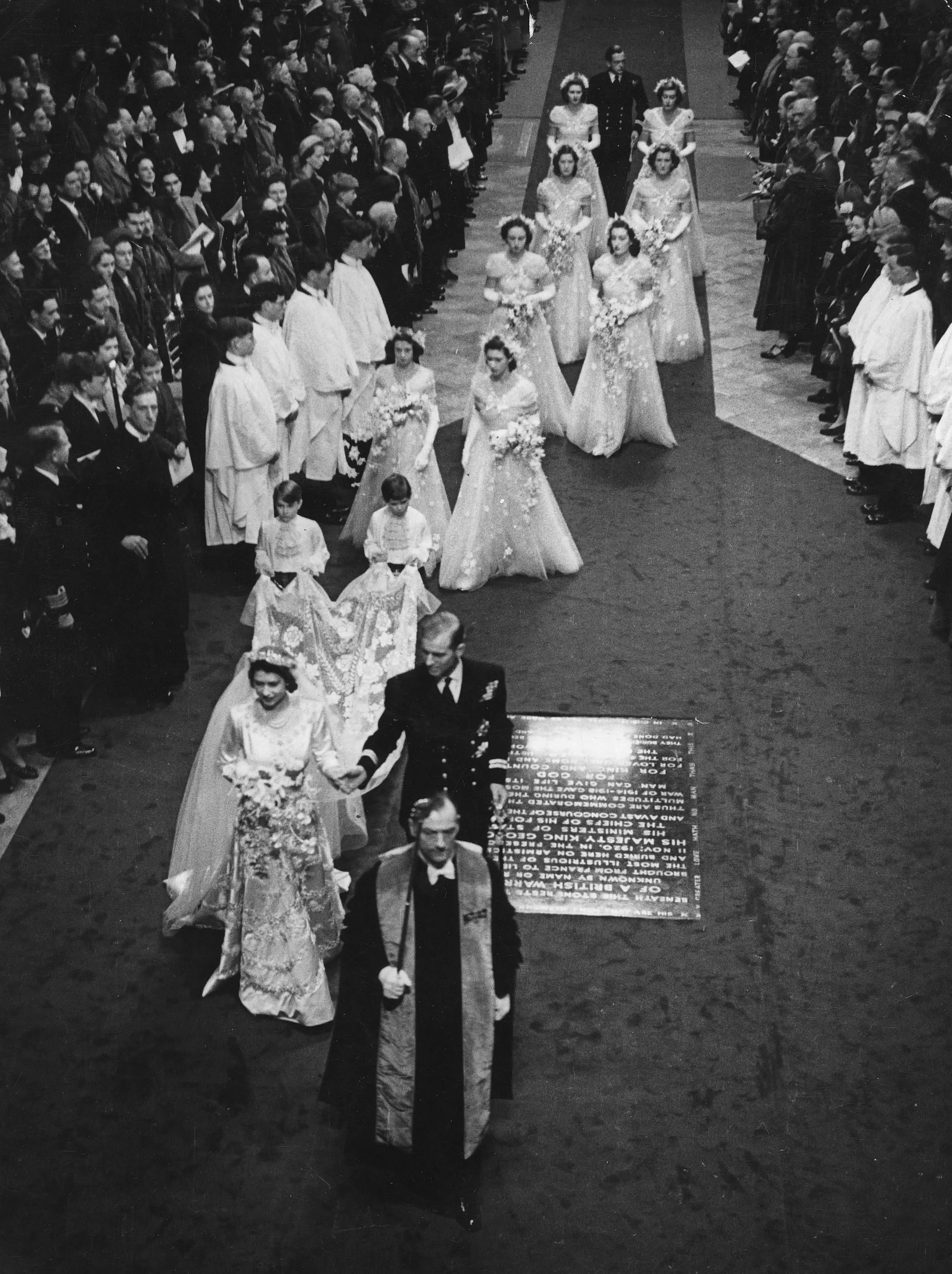 1947 Elizabeth og Philips bryllup i Westminster Abbey