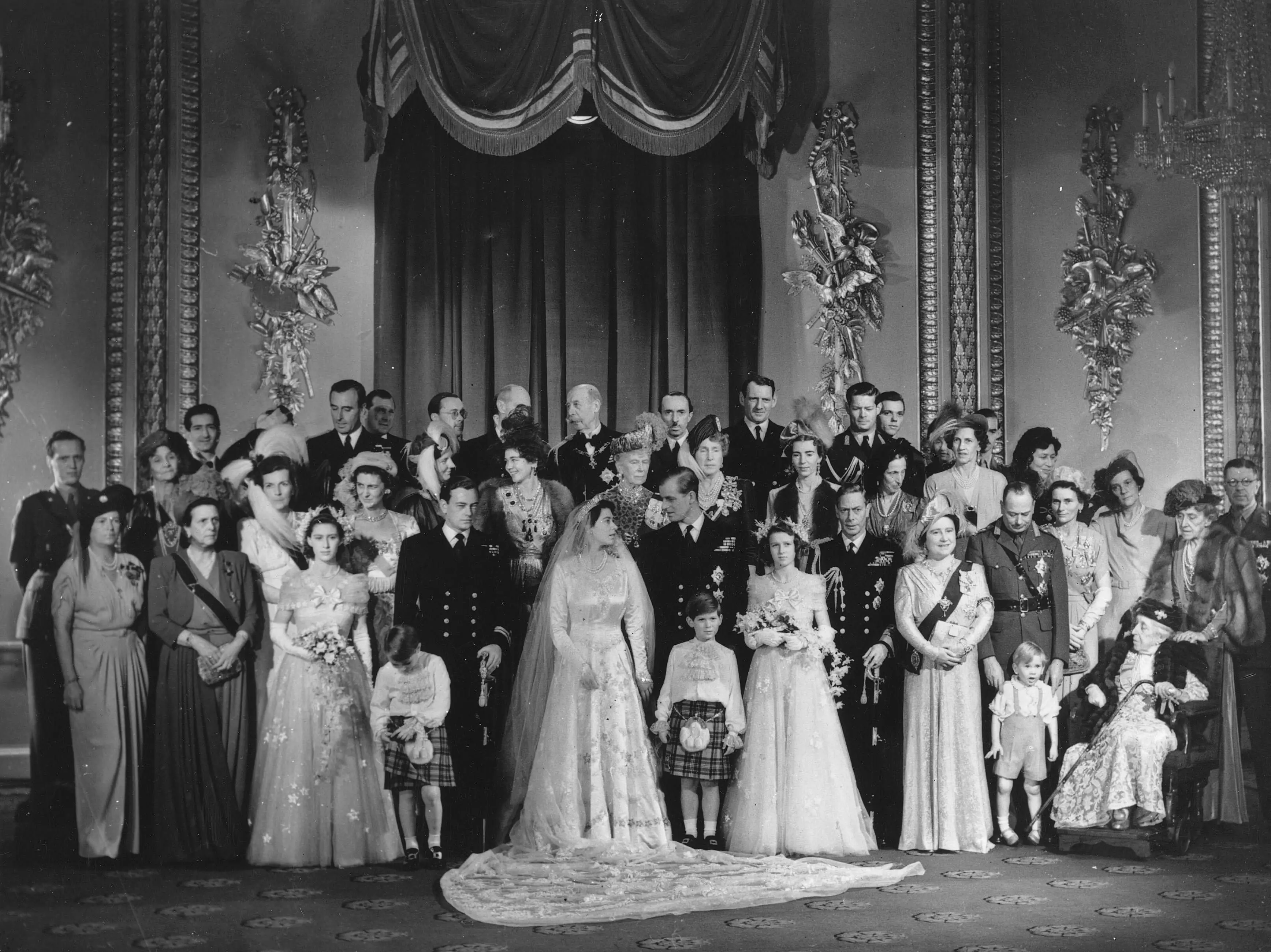 Dronning Elizabeth II og prins Philip og familie
