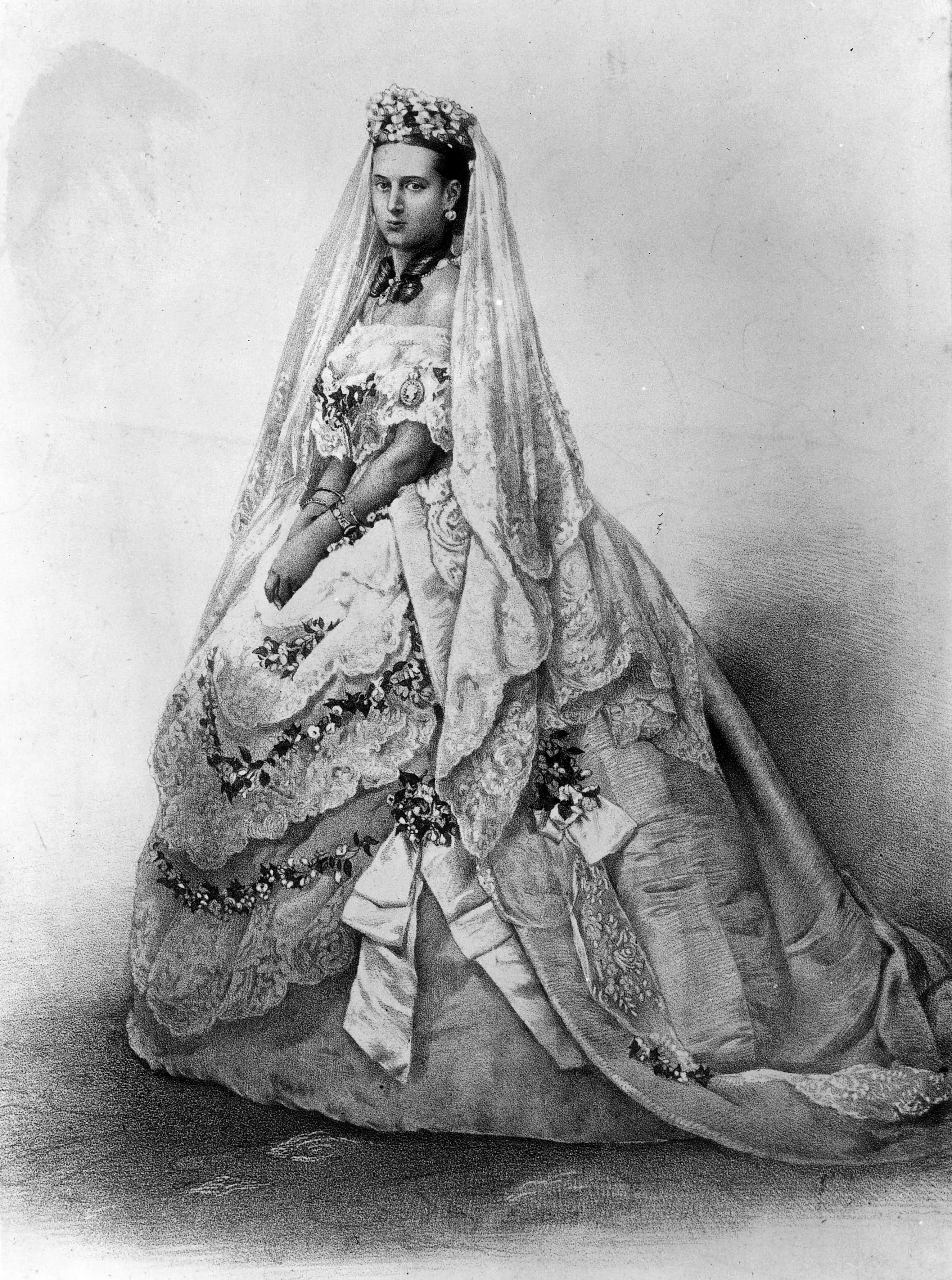 Tanskan prinsessa Alexandra hääpuvussaan