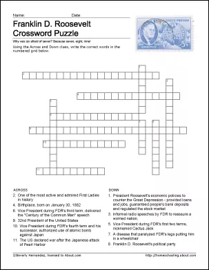 Franklin D. Roosevelt Crossword Puzzle