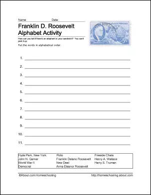 Franklin D. Roosevelt Alphabet Activity