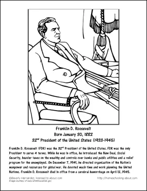 Franklin D. Roosevelt Coloring Page