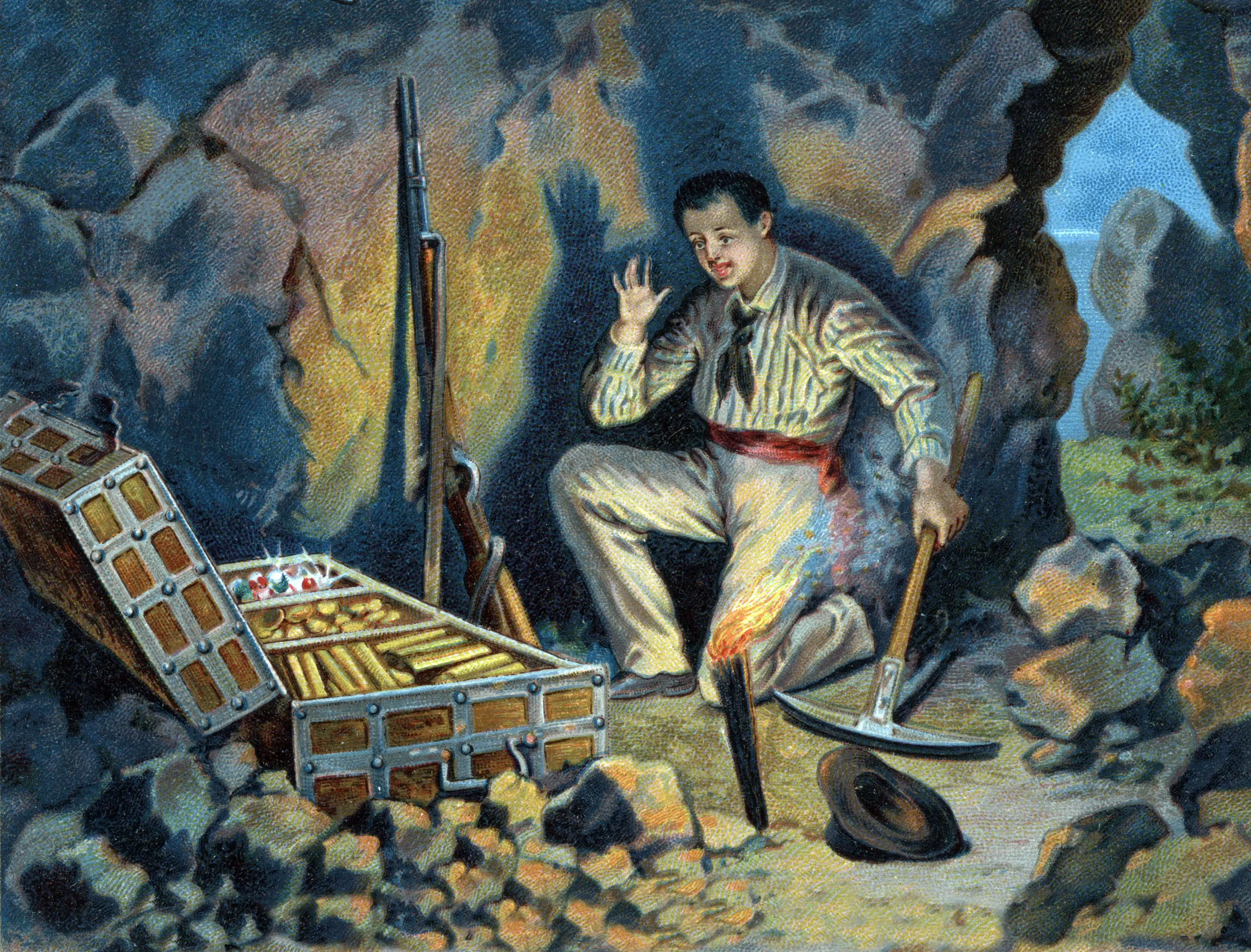 Edmondo Danteso iliustracija, atrandanti Monte Cristo salos lobį
