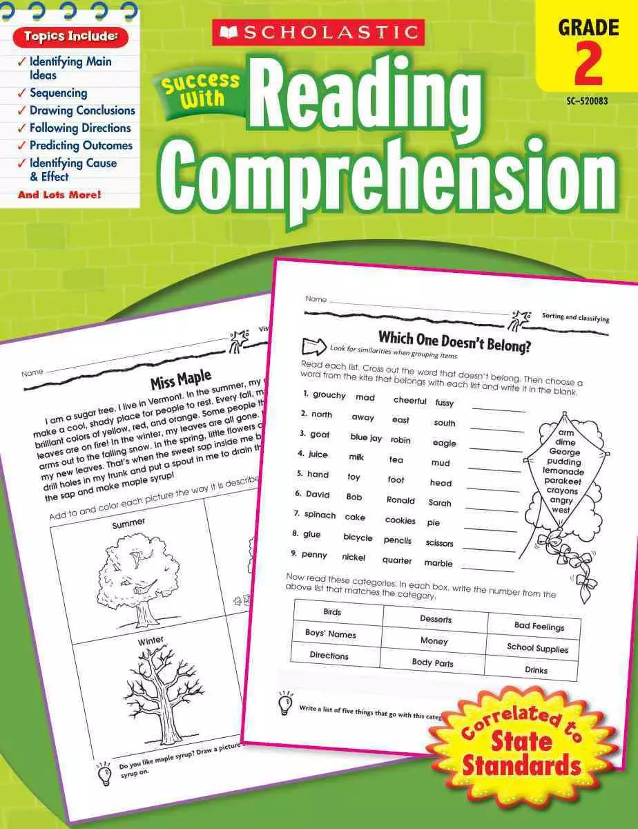 Sampul Success With Reading Comprehension nggambarake kaca-kaca saka buku kasebut