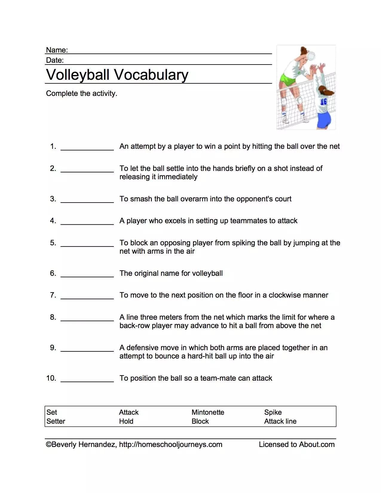 Volleyball Vocabulary