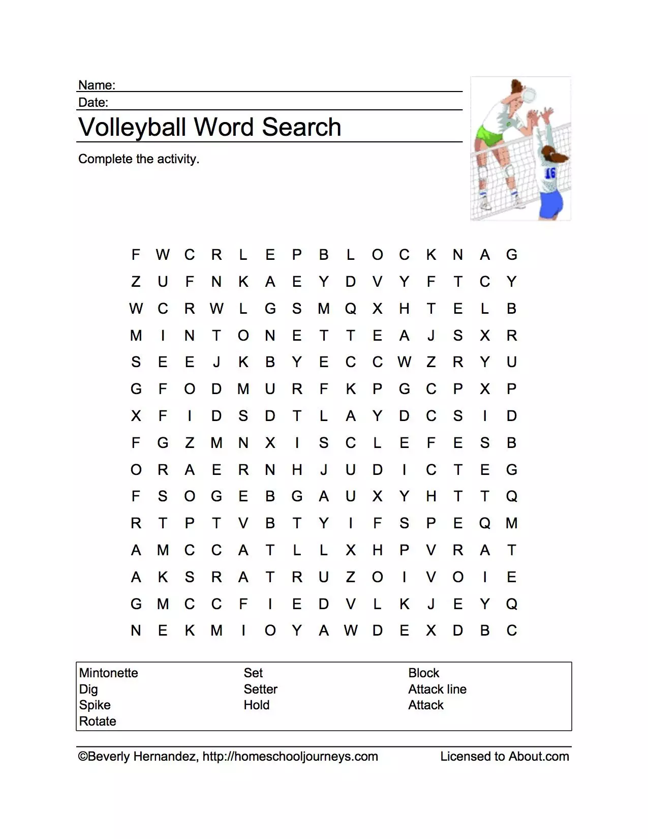 Follybal Word Search