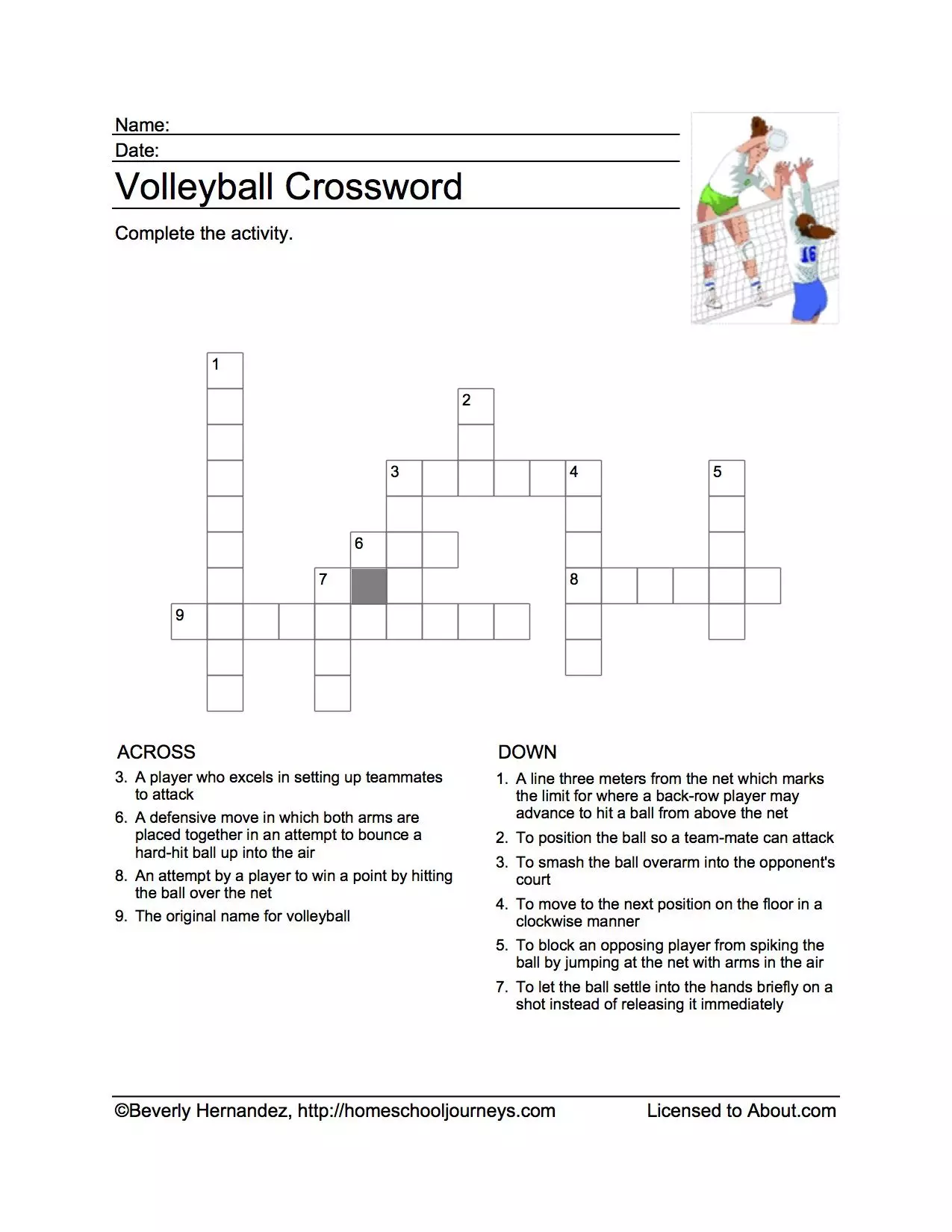 Volleyball Crossword