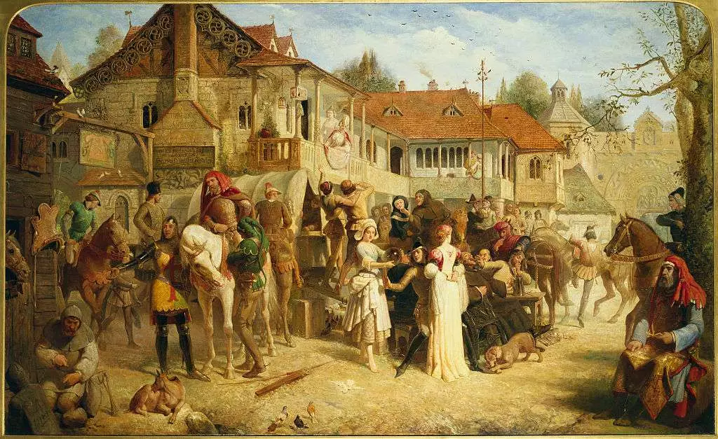Chaucer's Canterbury Pilgrims, Tabard Inn by Edward Henry Corbould