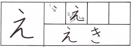 kuinka kirjoittaa hiragana e -hahmo