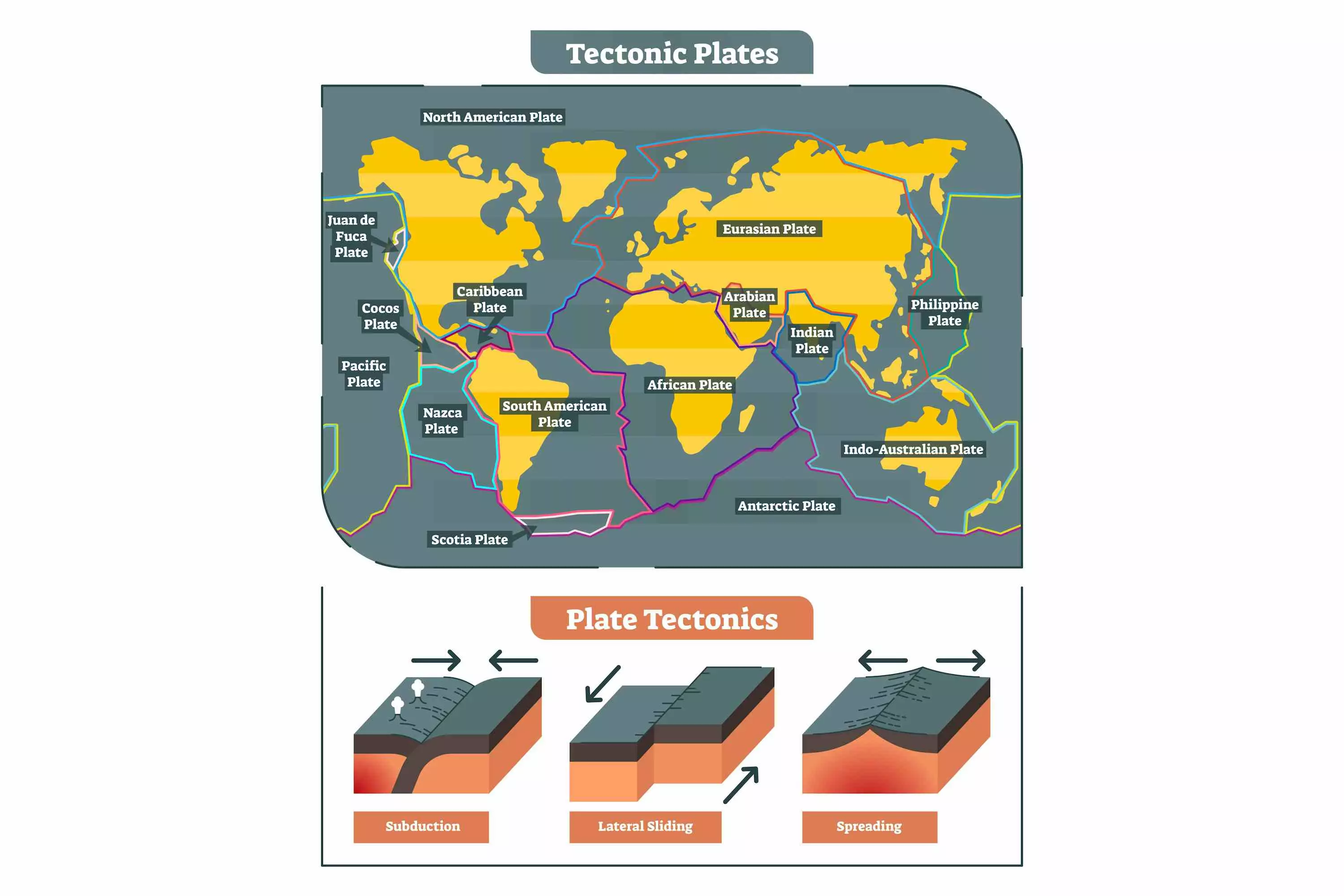Карта світу тектонічних плит і активності